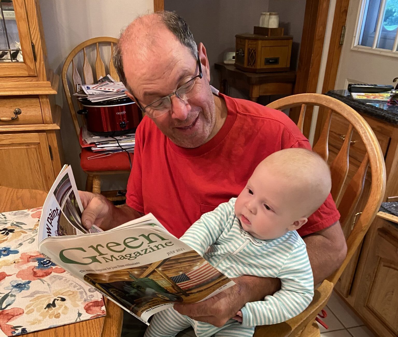 Landon and Grandpa reading Green Magazine - Green Magazine
